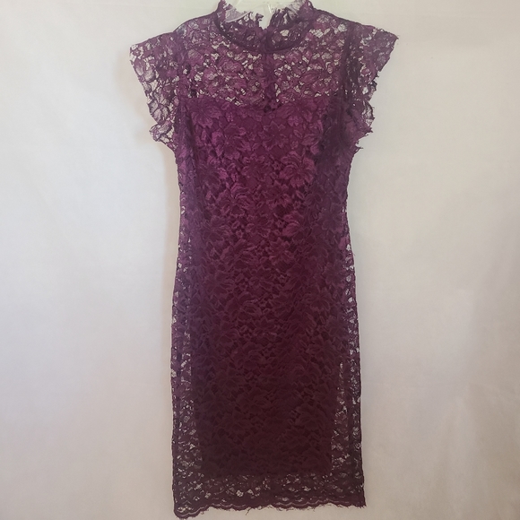 Enfocus Studio | Dresses | Enfocus Studio Womens Floral Lace Sheath Midi Dress In Burgundy Sz 6 ...